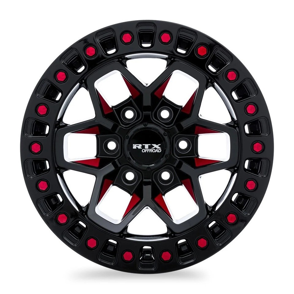 Set 4 20" RTX Zion Black Milled Red Wheels 20x9 5x5 -15mm Rims For Jeep ...