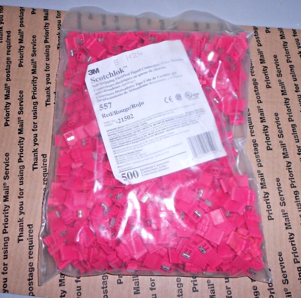 Scotchlok Electrical Idc 557 Self-Stripping Pigtail Connectors Red 22 ...