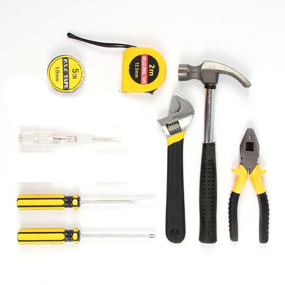 16X DIY Household Hand Tool Kit Set Home With Organiser Basic Tools Box ...