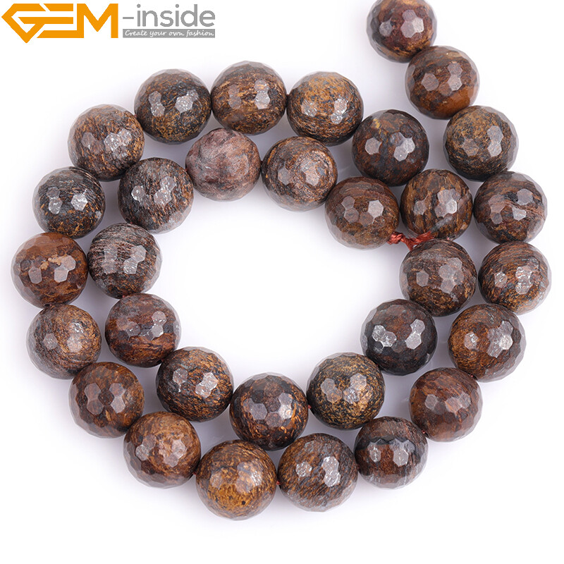 Round Brown Bronzite Beads Faceted Natural Gemstone Beads Jewelry ...