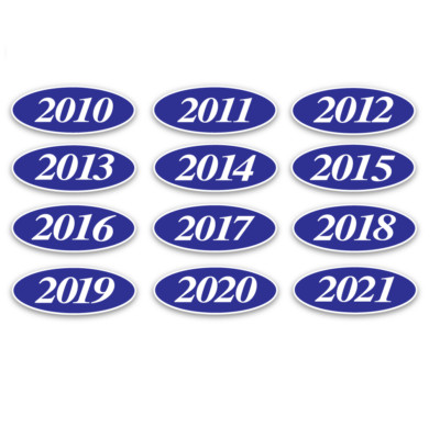 Car Dealer Windshield Oval Model Year Stickers 4 Digit Blue and White ...