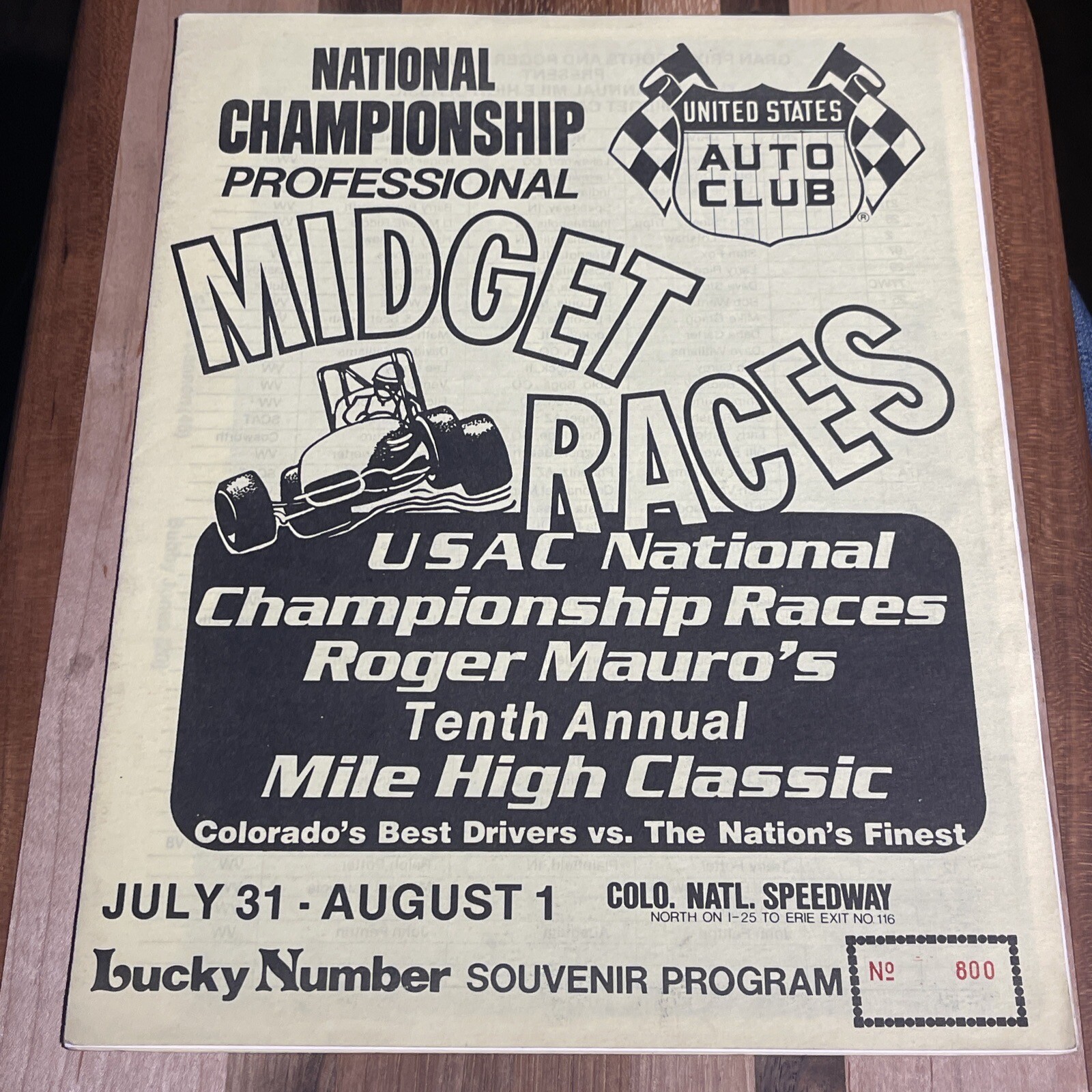 Vintage Colorado National Speedway USAC Midget Race Program | eBay