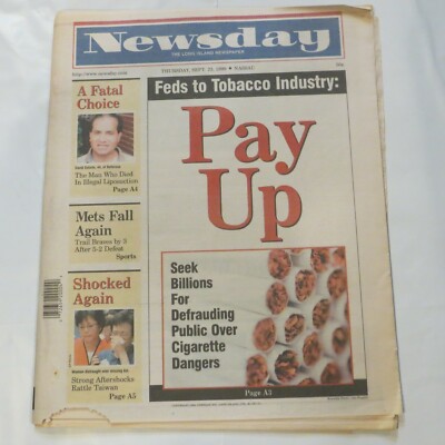 Newsday September 23 1999 Tobacco Industry Defrauding Public Over Cig ...