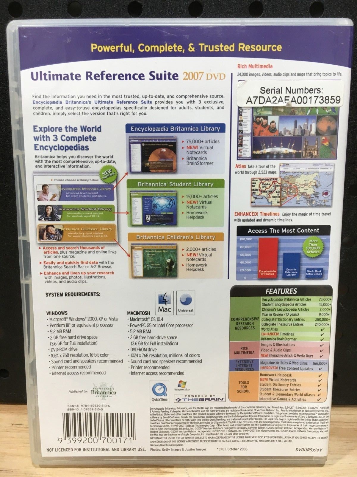 ENCYCLOPEDIA BRITANNICA 2007 ULTIMATE REFERENCE SUITE DVD - LIKE NEW | eBay
