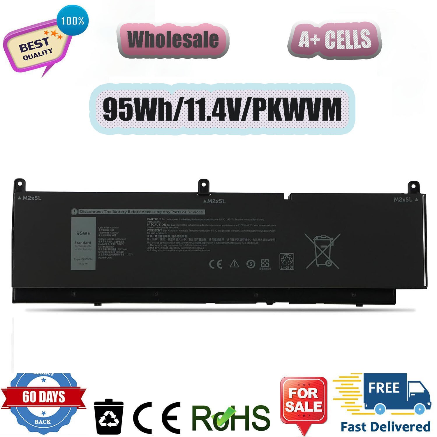 New PKWVM 95Wh Battery For Dell Precision 7550 7750 C903V 447VR CR72X ...
