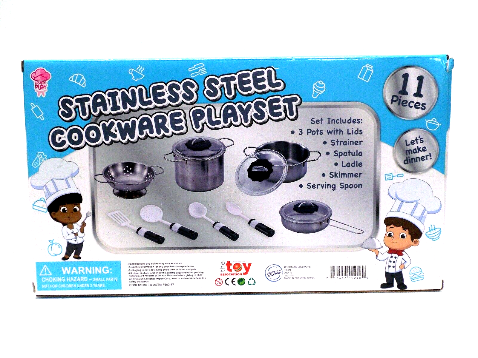 new Stainless Steel 11 piece Cookware Kid Children Playset Kitchen ...