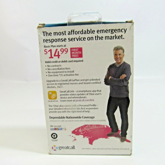 GreatCall Splash Waterproof Medical Alert Device 5 Star Silver for sale ...