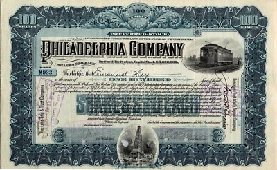 PHILADELPHIA COMPANY 1909 PREFERRED STOCK CERTIFICATE | eBay