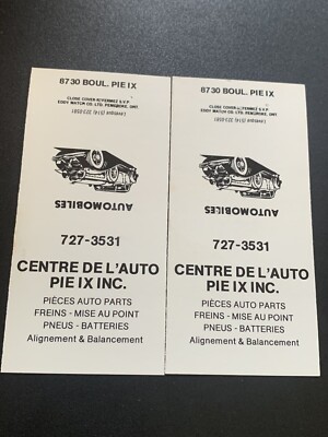 Vintage Canada Matchbook Lot “CENTRE DE L'AUTO PIE IX INC.” | eBay