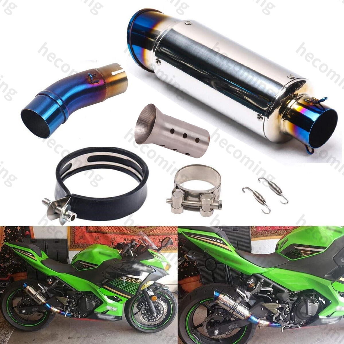 Exhaust Muffler Pipe For Kawasaki Z400 Ninja 400 EX400 2018-2024 Ninja ...