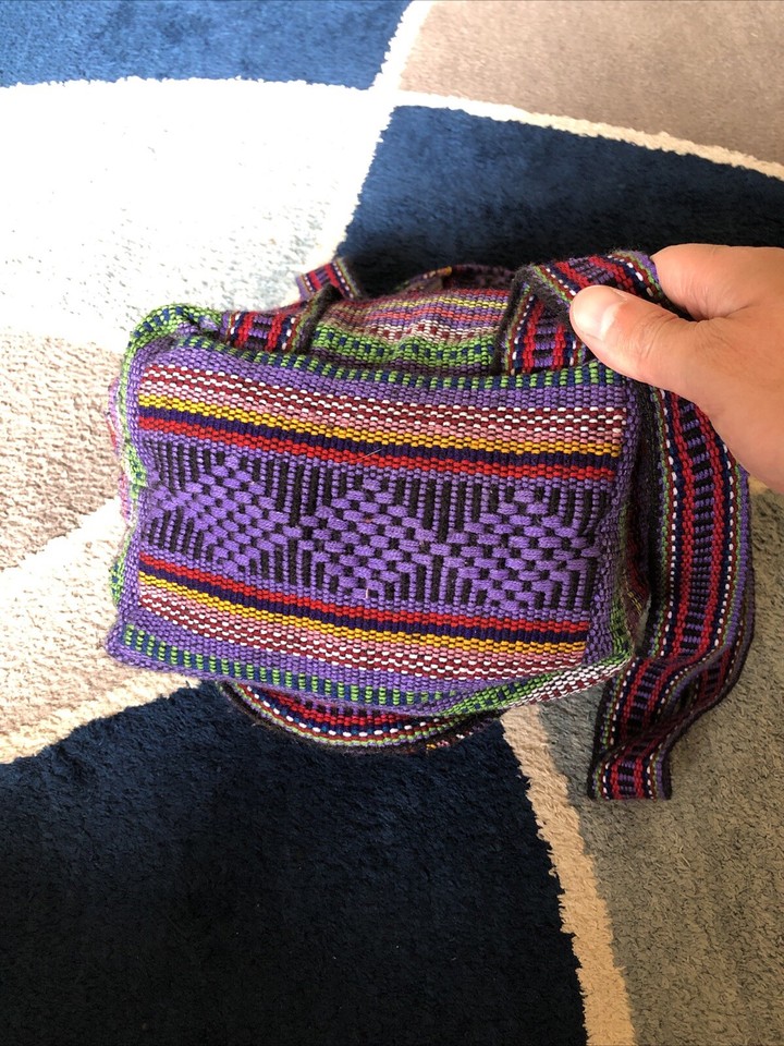 Artesanias Mr. Pinzon Mexico Woven Drawstring Boho Hippie Bag Rasta ...