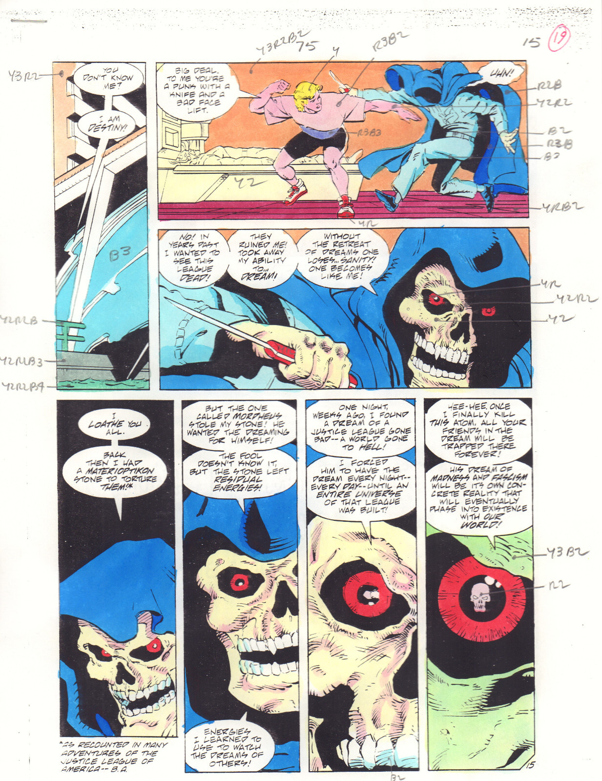 JLA #75 p.15 Color Guide Art Neil Gaiman's Sandman Dr Destiny 1993 Gene ...