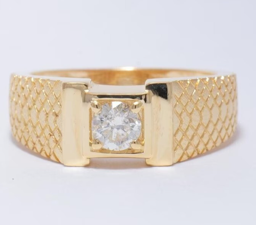 1.00CT Round Cut Men Solitaire Natural IGI Certified Diamond 14k Yellow ...