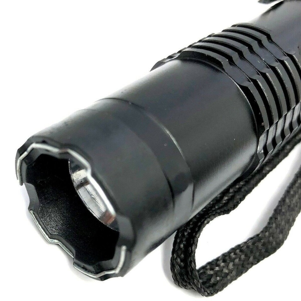 Black Tactical MILITARY Metal Stun Gun 10 MV LED Flashlight ...