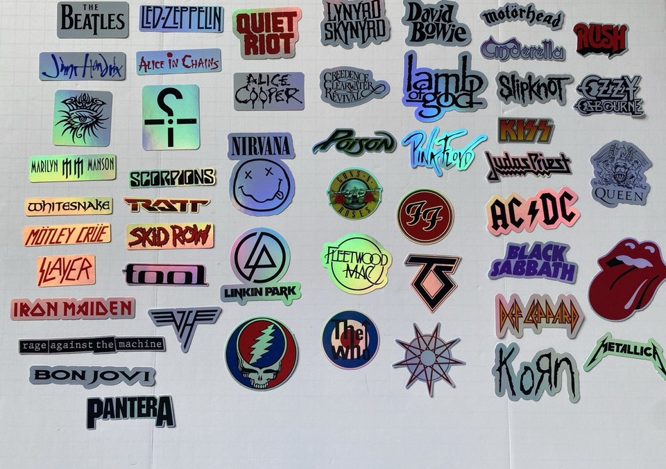 50 Large Classic Rock Stickers 50s 60s 70s 80s 90s Rock & Roll ...