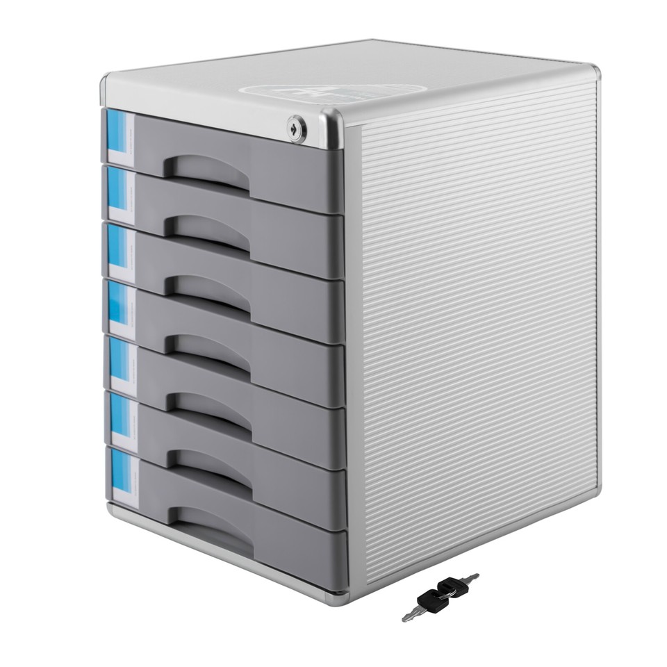 7 Drawers Letter Document Cabinet Drawer Storage Lockable Desktop File ...