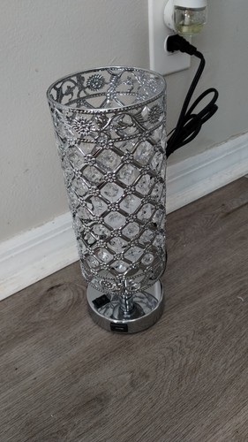 Crystal Table Top Lamp by Tom Shine with 2 USB Charging Ports | eBay