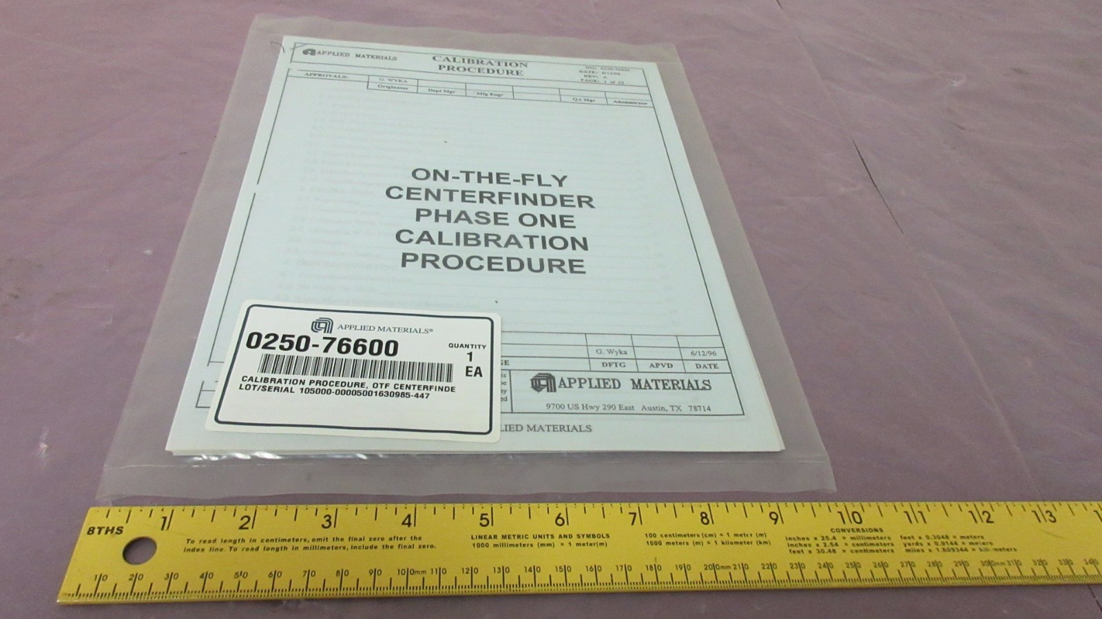 AMAT 0250-76600 CALIBRATION PROCEDURE, OTF CENTERFINDER. 407289 | eBay
