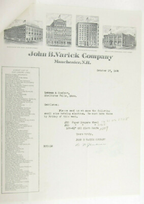 1932 Lamson Goodnow John B Varick Co Manchester NH Electro Letter ...