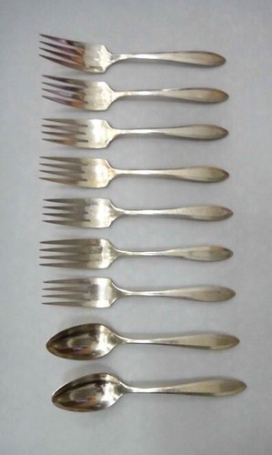 1914 antique ONEIDA PATRICIAN COMMUNITY silverplate flatware 7 FORKS 2 ...