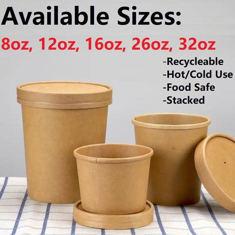 Paper Soup Bowls Kraft Paper Pasta/Soup Bowl 12OZ Hotpack
