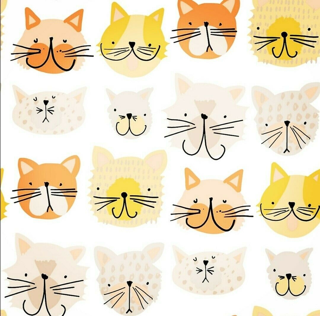 Multi Colour Cartoon Cats Wallpaper | eBay UK