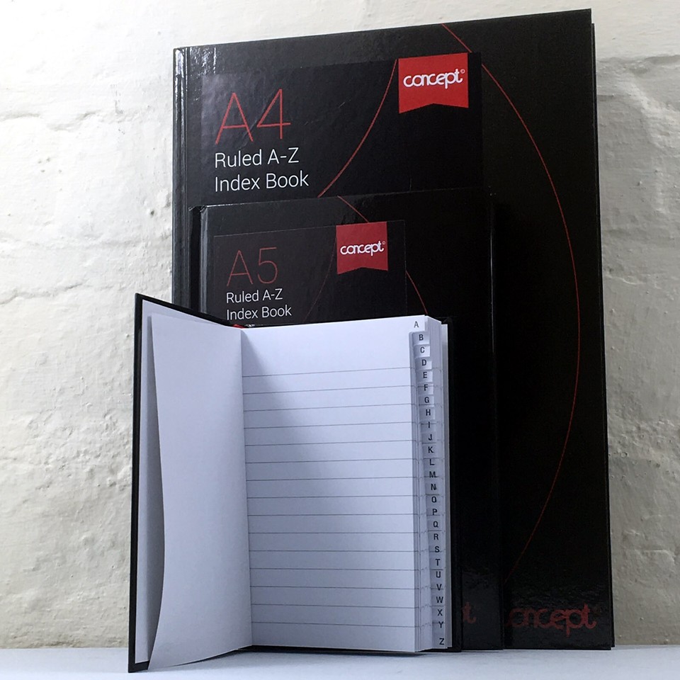 A-Z Indexed Notebook Hard Cover Ruled Case Bound Book 192 Page Superior ...