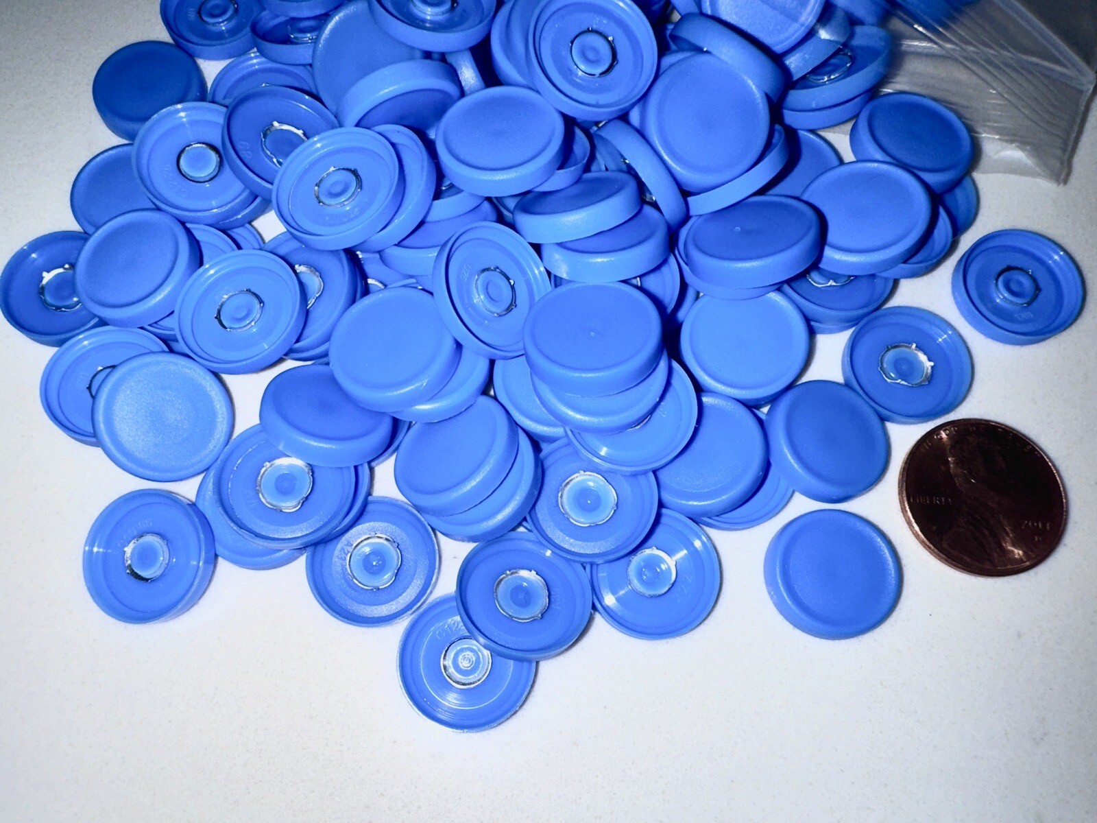50 Small Light Blue Matte Medication Vial Caps- Badge Reels/Crafts/Art ...