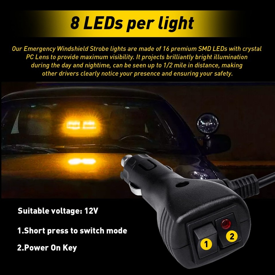1PCS 16 Led Emergency Warning Flashing Strobe Light Bar Beacon Lamp ...