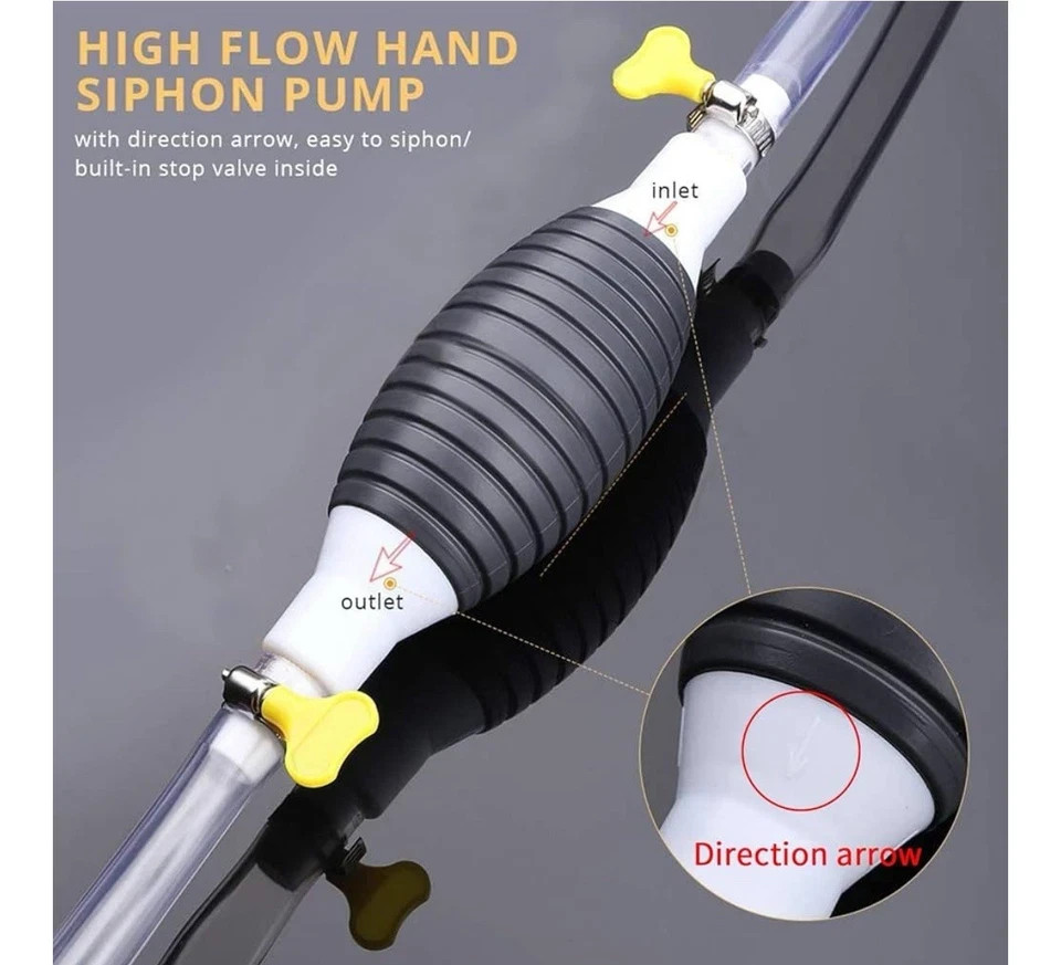 Manual Fuel Pump High Flow Car Hand Siphon Water Petrol Liquid Transfer ...