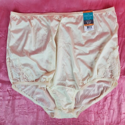 Vtg Sheer Panties Shiny Silky Nylon Gusset w Lace Sz 7L Sissy Sexy ...