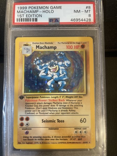 PSA 8 - Pokemon Base Set Machamp - 4th Print - 1999-2000 - Uk - POP 42 ...