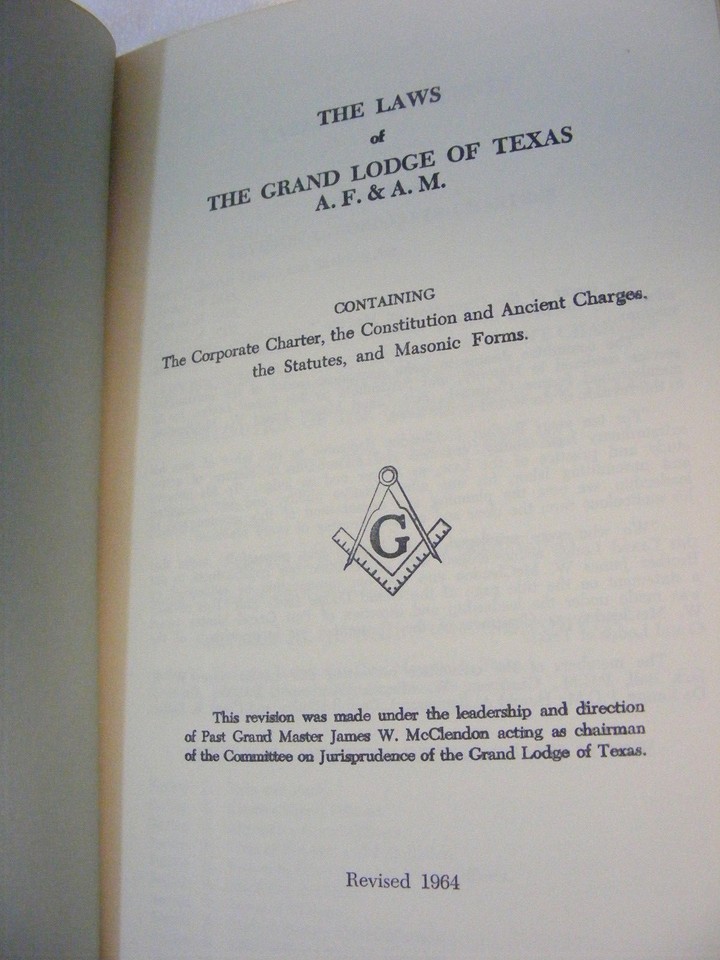 Vintage Mason The laws Of The Grand Lodge Of Texas A.F. & A.M. Revised ...