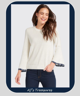 NWT Women's Draper James Trimmed Bell- Sleeve Sweater ~ Willow White ...