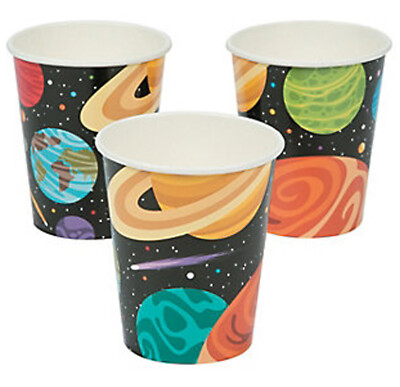 Outer Space Cups Disposable Paper Party Drinking Cup Planets Stars Pack ...