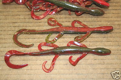 6" Pro Lizard Creature Bait Green Pumpkin Texas Red Plastic 50 pack ...
