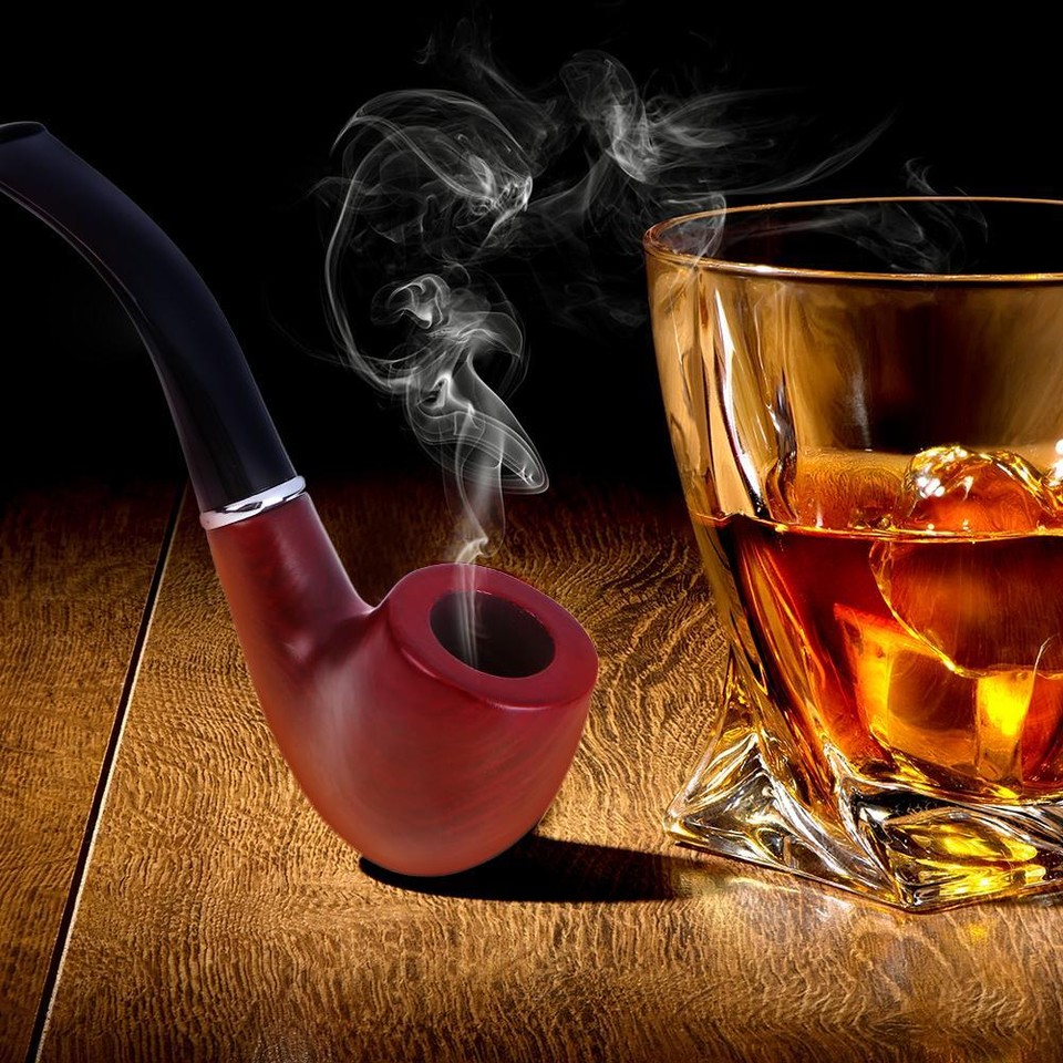 Retro Smoking Pipe with Pipe Rack Wood Tube Pipes Portable for Tobacco ...