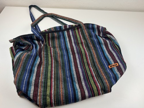 Loop NYC Parcel III Striped Boho Large Duffle Weekender Travel Bag ...