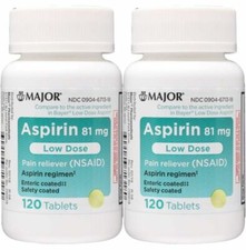 Major Pharmaceuticals Aspirin Low-dose 81mg Tablets 120 Count for sale ...