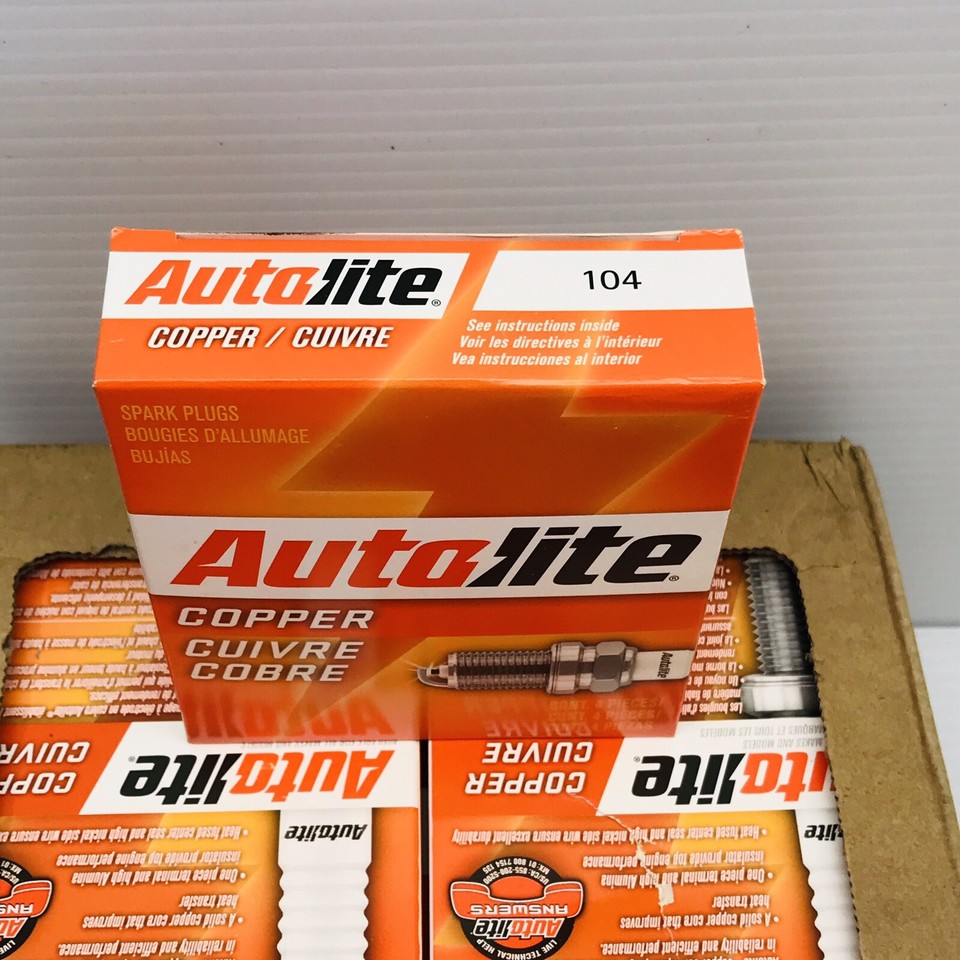 LOT OF 12 PACK OF 4 AUTOLITE 104 COPPER RESISTOR SPARK PLUGS | eBay