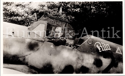 S225 Foto Wehrmacht Archiv Repro Luftwaffe Flugzeug Me109 Pilot persönl ...