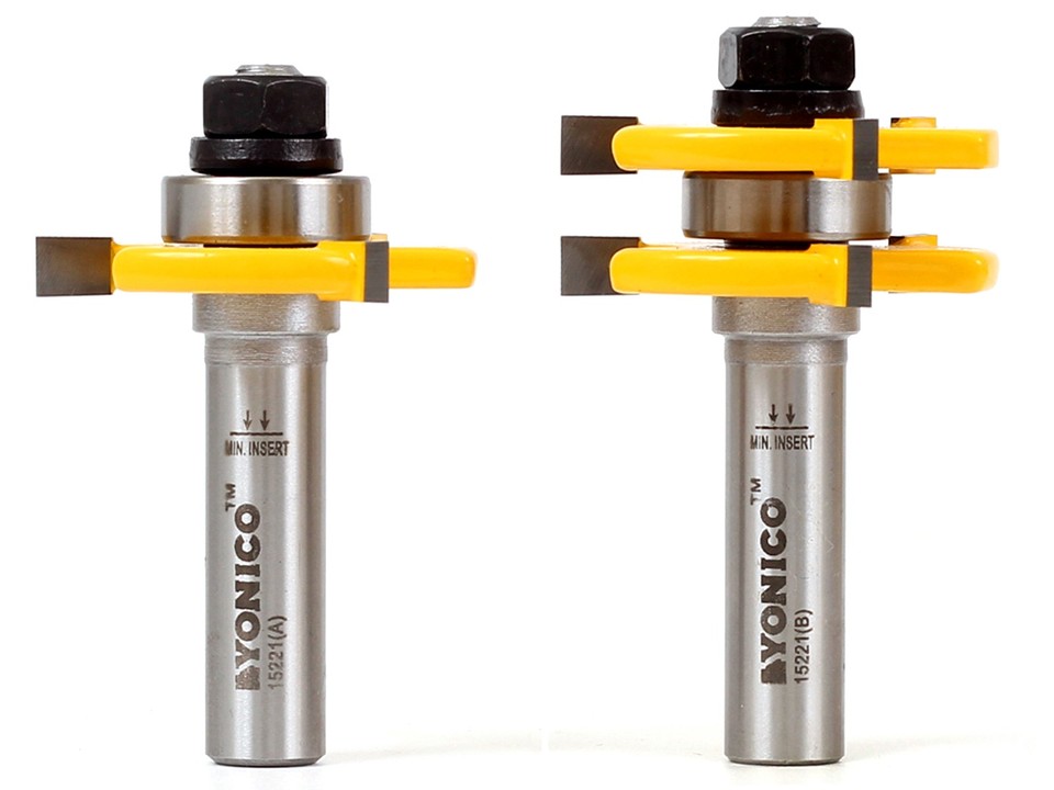 Tongue and Groove Router Bit Set Up to 3/4 Inch Stock 1/2" Shank Yonico ...