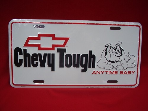 CHEVROLET TOUGH ANYTIME BABY WITH BOWTIE WHITE LICENSE PLATE | eBay