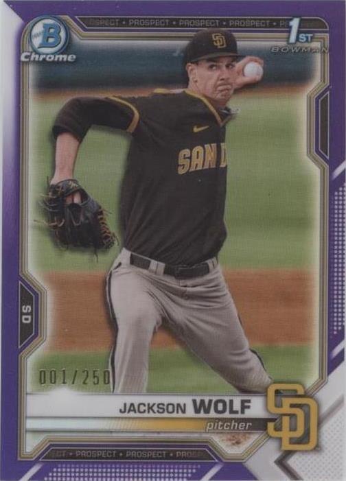 2021 Bowman Draft - Chrome Jackson Wolf #BDC-141 Purple Refractor /250 ...