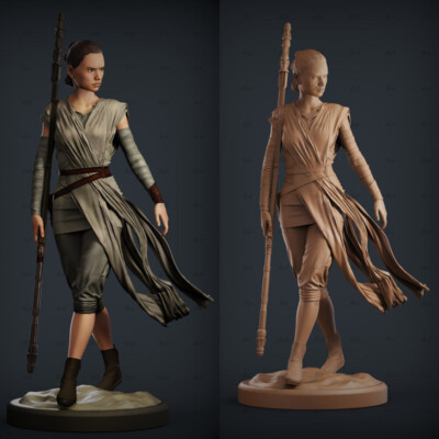 Rey Star Wars 3D Printing Unpainted Figure Model GK Blank Kit New Hot ...