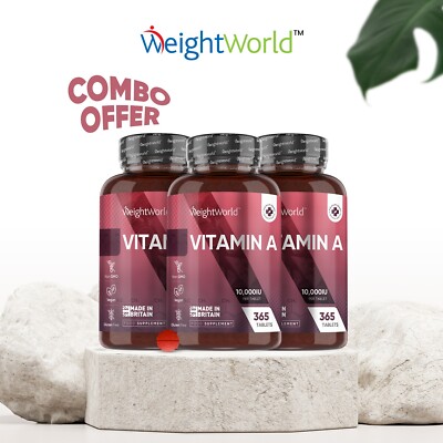 Vitamin A 365 Tablets x3 - 10,000IU high strength Retinol - Skin ...