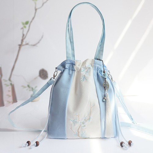 Chinese Embroidery Drawstring Bag Hanfu Handbag Floral Canvas Shoulder ...