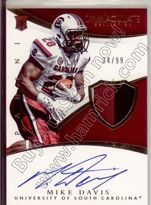 mike davis rc rookie draft auto jersey patch carolina gamecocks 3C ...
