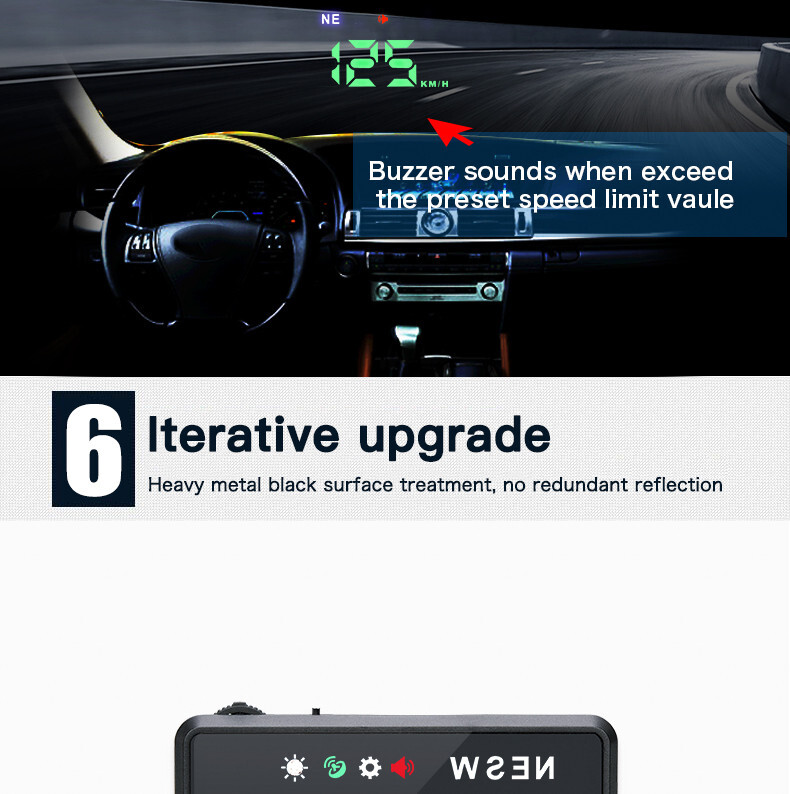 HUD Head-up Display Car GPS Speedometer MPH KM/H Overspeed Alarm Light ...