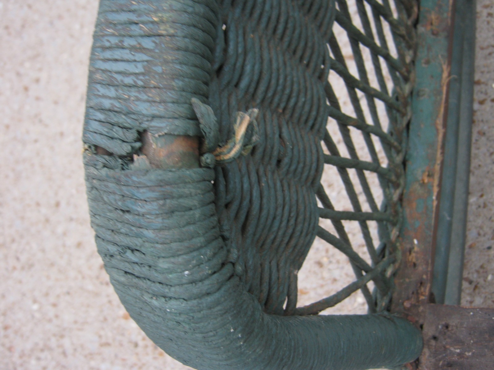 Original Primitive Antique Old Vintage Green Wicker Rocking Chair needs ...